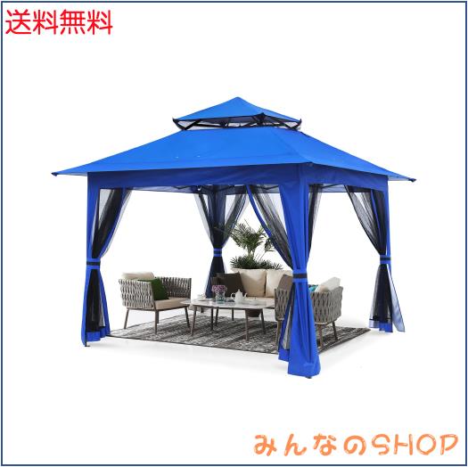 ABCCANOPY タープテント 風抜け ガゼボ 大型テント 8-10人用 蚊帳 テント メッシュタープ スクリーンタープ 防虫テント ガーデンテント