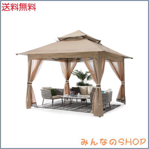 ABCCANOPY タープテント 風抜け ガゼボ 大型テント 8-10人用 蚊帳 テント メッシュタープ スクリーンタープ 防虫テント ガーデンテント