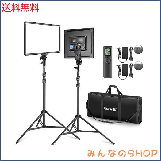 NEEWER 2パック LEDビデオライトとスタンドキット リモコン付き 18インチLEDパネルライト 撮影用ライト 45W 2色 調光可能 3200K-5600K CR