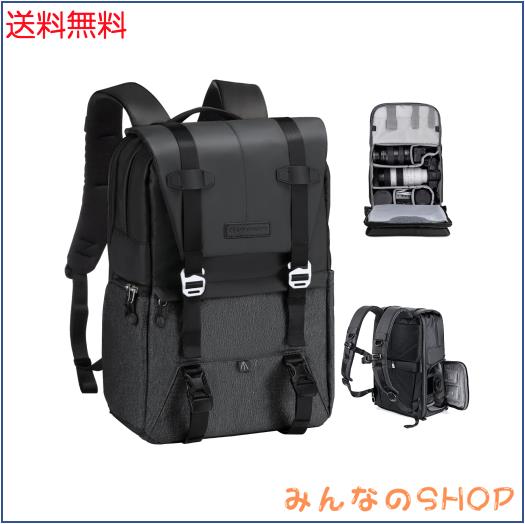 K＆F Concept カメラバッグ おしゃれ カメラリュック カメラバックパック 2気室 20L 大容量 レインカバー付き 撮影バッグ 防水 一眼レフ/