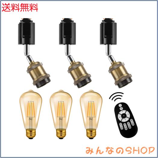 LVWIT ダクトレールライト E26口金 LED電球付き 調光調色 消費電力6W 遠隔操作 エジソン電球 ライティングレール 天井照明 角度調節可能