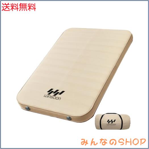 WINSOON インフレーターマット 厚手10cm ダブル キャンプ マット 幅132cm 2人用 エアーマット 自動膨張 エアーベッド オートマチックエア