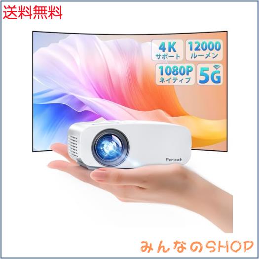 【2024技術革新版先行発売!明るさプラス＆超小型】 プロジェクター 小型 高輝度12000LM 家庭用 1080P 5GWiFi＆Bluetooth5.3 短距離投影 4K