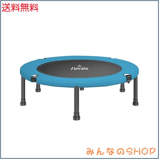 Fuwata トランポリン 室内用 大人用 子供用 大型102cm 耐荷重150kg 静音 折りたたみ ダイエット 家庭用 6本脚 (ブラック+ブルー)