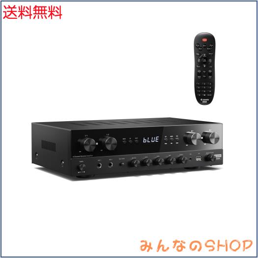 Donner パワーアンプ、オーディオアンプ Bluetooth 5.0、USB、FM、2マイクイン、エコー、RCA、家庭用ファイバー/同軸入力付きプレミアム1