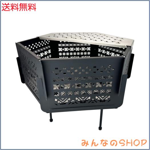Solotour 焚火台 幅47cm//ロストル強度アップ コンパクト 五徳 大型 薪ストーブ 携帯便利 収納バッグ付き