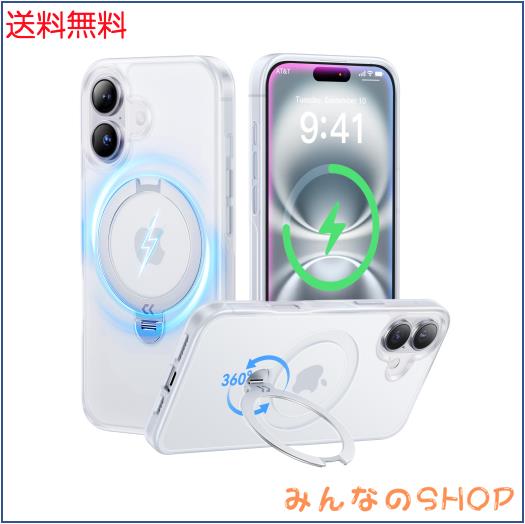 【2024最高傑作＆定点360度回転】CASEKOO iPhone 16 用 ケース 米軍MIL規格 耐衝撃 MagSafe対応 高耐久性【横縦両立・角度自由調整】 最大