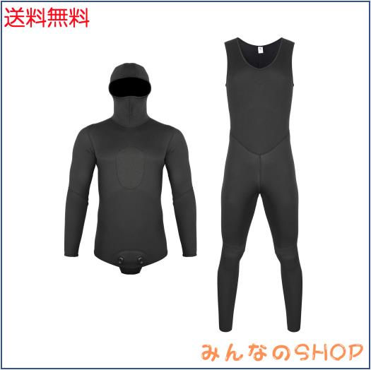 MORGEN SKY ウェットスーツ メンズ 3mm スピアフィッシング 素潜り フード一体式 2ピース 上下セット ロングジョン仕様 MY011 (上下セッ