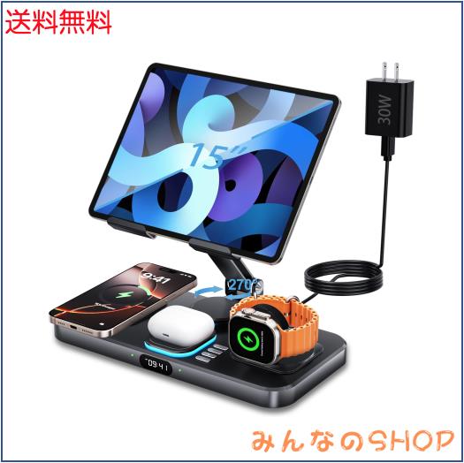 GLILAVOX 6in1 ワイヤレス充電器 Compatible with iPhone 16 pro max/15/14/13/12/11/XS/8シリーズ apple watch10-2シリーズ,airpods pro