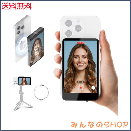 SYNCO XView スマホ用自撮りモニター iPhone/Android対応 外カメラ自撮りモニター 内蔵スピーカー 画面ミラーリング/回転可能 音量/明る