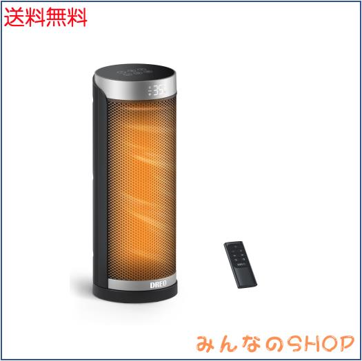 DREO セラミック ヒーター タワー型【40%節電対策・大風量】 電気ファンヒーター 1200W〜15畳/1000W/800W 省エネ 8つ安全機能 LED 70°首