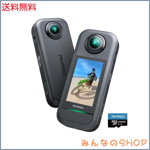 AKASO 360 360度カメラ アクションカメラ 256GB SDカード付き-5.7K360度動画 72MP360度写真 新型1/2インチ48MPセンサー 360度水平維持 36