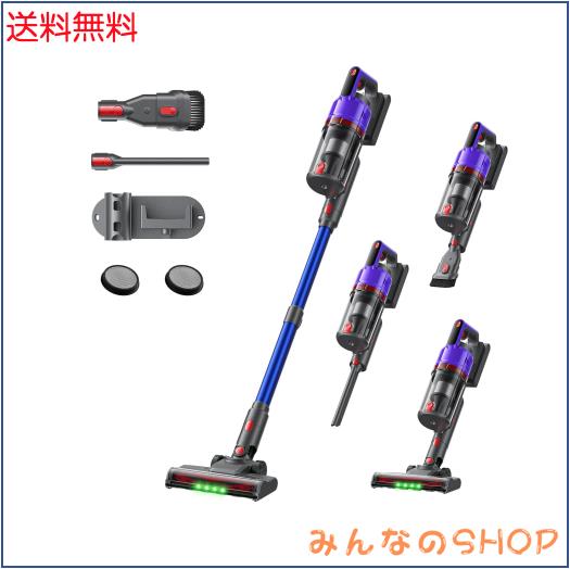 掃除機 コードレス 【2025爆進化！58kPa強力吸引・自立式・55分連続稼働】軽量 視感度最適グリーンLED搭載 スタンド不要 スティック ハン