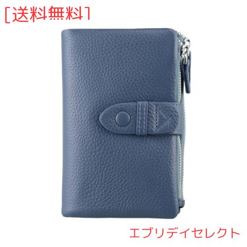 [F.ZH] 二つ折り財布 レディース 短財布 本革製 小銭入れ付 18カード入れ お札入れ 大容量 小型 軽量 多機能 ダブルボタン ダブルファス