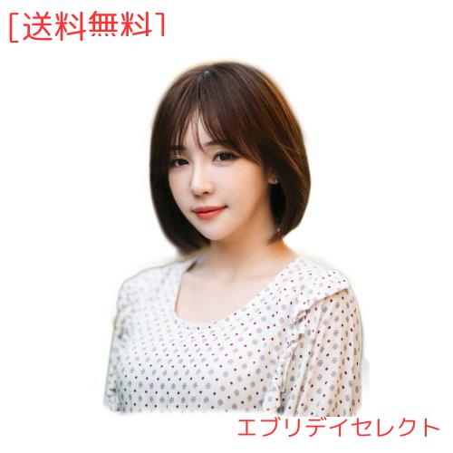 HIYE フルウィッグ 人毛１００％ 医療用ウィッグ 手植え 超リアル人工皮膚 分け目自由 ストレート ショット ボブ かつら 女性 (栗色, 35c