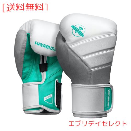 Hayabusa T3ボクシンググローブ（男女兼用） - ホワイト/ティール, 12oz