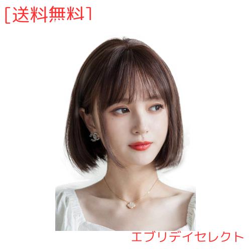 HIYE フルウィッグ 人毛100％ 前髪 女性 つむじ 分け目 人工皮膚 医療用 女装 ウィッグ ボブ 総手植え かつら 女性 (チョッコレートブラ