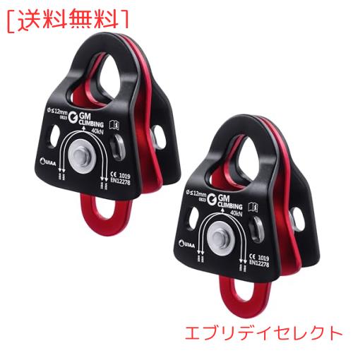 GM CLIMBING 40kN マイクロダブルプーリー CE UIAA認証 ボールベアリング 倍力システム プーリーシステム クライミング リギング レスキ