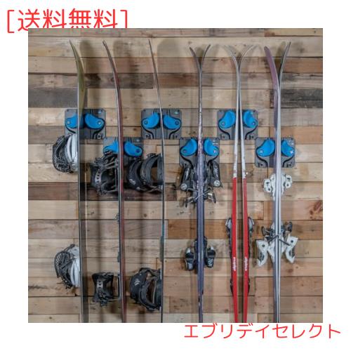 Gravity Grabber - のスキー＋スノーボード ラック 壁掛け 収納ラック｜ロッカー、チップ、テールを収納｜傷をつけにくいスキー／スノー