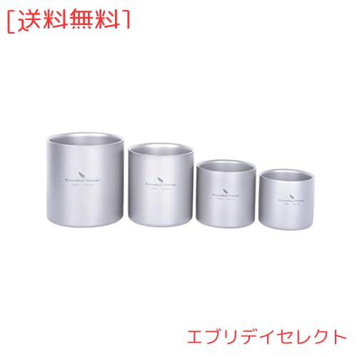 Boundless Voyage チタンマグカップ 二重構造 アウトドア用マグカップ ダブルウォール 保温 保冷 超軽量 錆びない スタッキングマグ アウ