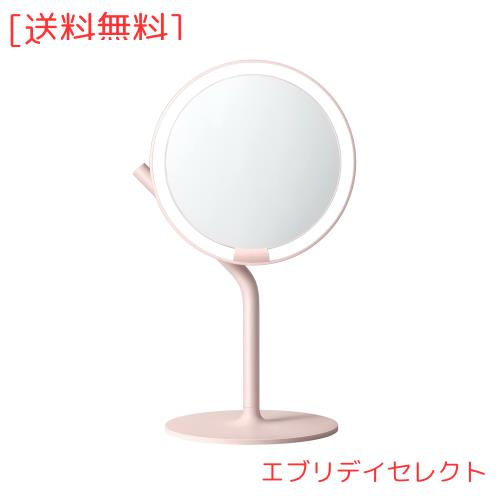 AMIRO LEDミラー 6.5インチ 化粧ミラー 5倍拡大鏡付き 化粧鏡 女優ミラー 95%自然光再現 均一な光り 5段階明るさ調節 メモリ機能 180°回