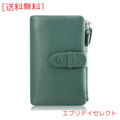 [F.ZH] 二つ折り財布 レディース 短財布 本革製 小銭入れ付 18カード入れ お札入れ 大容量 小型 軽量 多機能 ダブルボタン ダブルファス