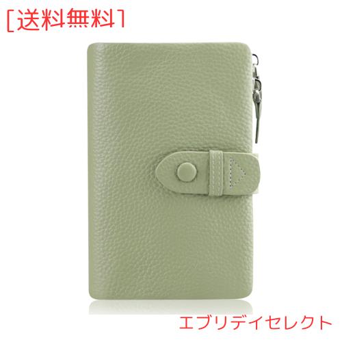 [F.ZH] 二つ折り財布 レディース 短財布 本革製 小銭入れ付 18カード入れ お札入れ 大容量 小型 軽量 多機能 ダブルボタン ダブルファス