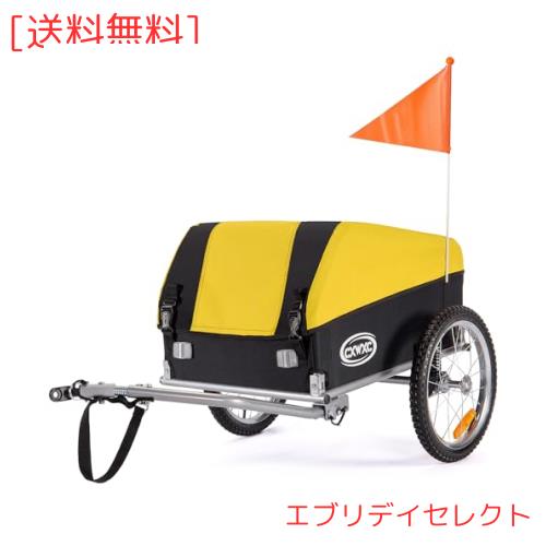 CXWXC サイクルトレーラー 自転車 トレーラー 折りたたみ 耐荷重40kg 防水カバー付き イエロー（CX-20218）