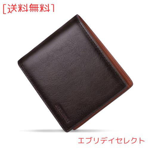 [ＡＴＩＡＮＮＩ] 財布 メンズ 2つ折り 本革 オイルドレザー 薄い ボックス型小銭入れ RFID＆磁気スキミング防止 大容量 一流 の 財布 職