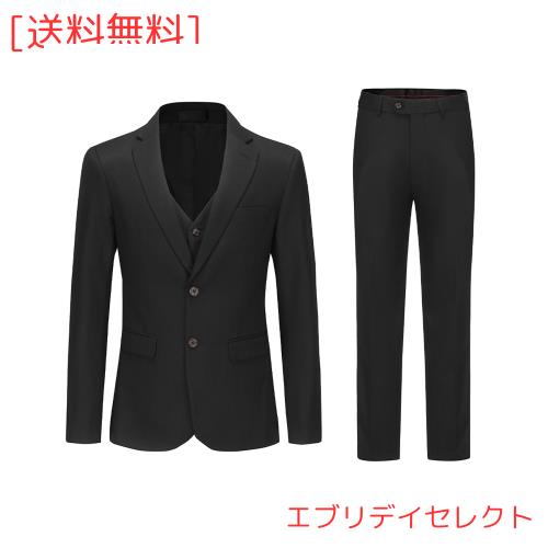 [YFFUSHI] スーツ メンズ 3点セット ジャケット スラックス ベストチェック ビジネス カラバリ豊富