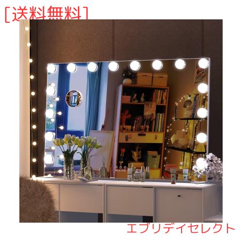 BEAUTME 女優ミラー 化粧鏡 ハリウッドミラー卓上ミラー 3色ライトモード 明るさ調節可能 16個LED電球付き 10倍拡大鏡付き 卓上/壁掛け両