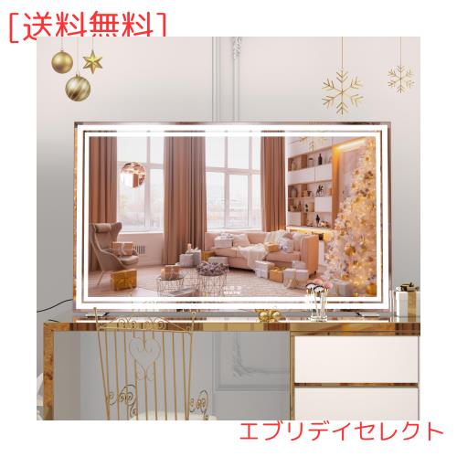 BEAUTME 女優ミラー 大型化粧鏡 卓上/壁掛け両用 ハリウッドミラー 超高輝度2x LED 3色照明モード 明るさ調節可能付き 10倍拡大鏡付き 10