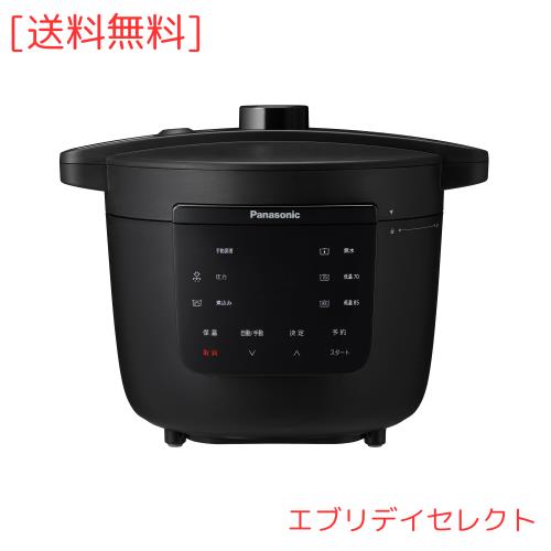 パナソニック 電気圧力鍋 3.9L 最大6人分 圧力/低温/無水/煮込/自動調理 レシピブック付 温度過昇防止・ふた開閉検知機能付き NF-PC400-K