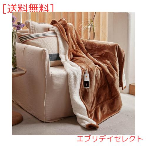 GOTCOZY 電気毛布 掛け敷き兼用 - 180×130cm フランネル電気ブランケット 6段階温度調整 10時間自動停止タイマー付 速暖 節電 丸洗い可