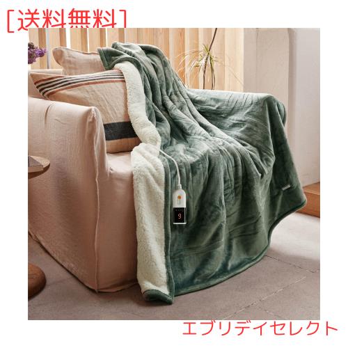 GOTCOZY 電気毛布 掛け敷き兼用 - 180×130cm フランネル電気ブランケット 6段階温度調整 10時間自動停止タイマー付 速暖 節電 丸洗い可