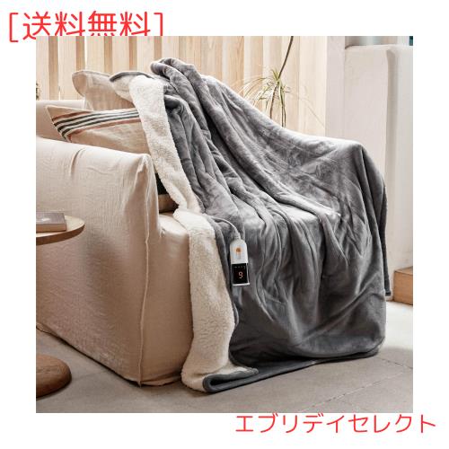GOTCOZY 電気毛布 掛け敷き兼用 - 180×130cm フランネル電気ブランケット 6段階温度調整 10時間自動停止タイマー付 速暖 節電 丸洗い可