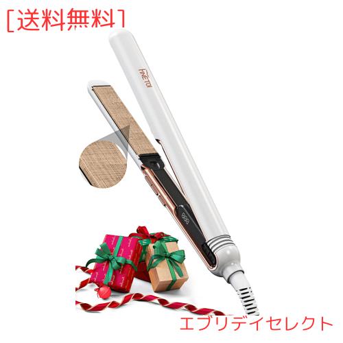 ヘアアイロン ストレート＆カール【シルクプレート・25秒高速加熱・瞬間水分蒸発防止】130℃〜220℃・5段階温度調整・3000万マイナスイオン