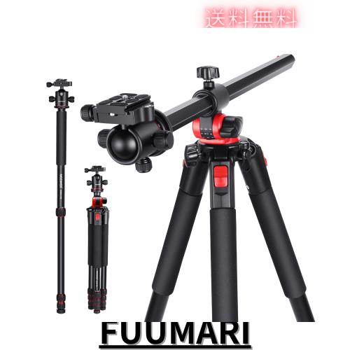NEEWER カメラ三脚一脚 184cm センターコラム/ボールヘッド/Arca型QRプレート/バッグ付き 水平三脚 俯瞰撮影 DSLRカメラ/ビデオカメラに