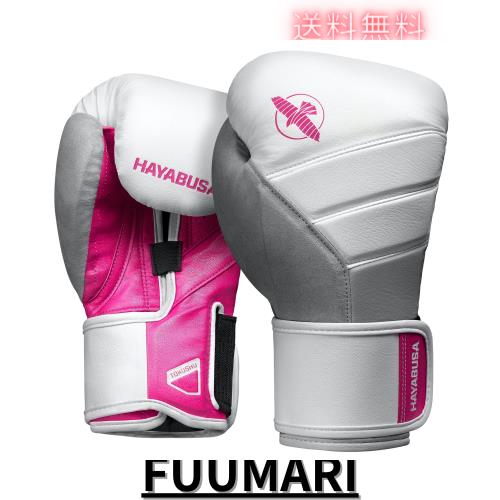 Hayabusa T3ボクシンググローブ（男女兼用） - ホワイト/ピンク, 12oz