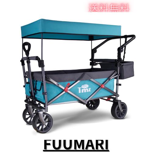 ＴＭＺアウトドアワゴン 屋根付き キャリーワゴン 折りたたみキャリーカート耐荷重 120KG 大径ゴムタイヤ 買い物用、ピクニック、お花見