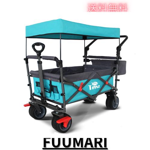 TMZ折りたたみ式全地形ガーデン車両、屋外キャンプキャンプ車両、取り外し可能なルーフ、伸縮式プルロッド、マルチスピード調整可能プッ