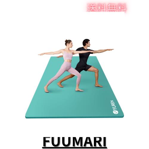 YUREN ヨガマット 厚め 10mm 幅広 130cm X 200cm トレーニングマット 大きい 高密度NBR 二人用 ストレッチ 筋トレ マット ストラップ付き