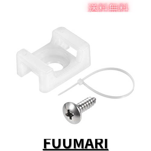 uxcell ケーブル固定クリップ 22.3 mmx15.6 mmx9.1 mm ナイロン ネジとネクタイ付き ホワイト 50セットの通販は ...