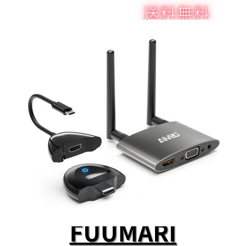 ワイヤレス HDMI 送受信機 [AIMIBO新型USB-C出力追加] HDMI＆VGAデュアル送信 1080P/設定不要/5G/50M 無線接続 技適マーク取得 音画同期