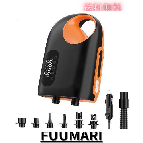 OBEST SUPポンプ 20PSI電動パドルボードポンプ SUP用電動エアーポンプ 空気入れ 空気抜き 両対応 6種類のノズル付き 自動停止機能 12V DC