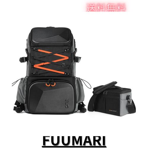 K＆F Concept カメラバッグ カメラリュック EVA材質防水耐衝撃 32L 大容量 おしゃれ リュックサック レインカバー付き 15.6インチPC収納＆