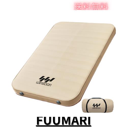 WINSOON インフレーターマット 厚手10cm ダブル キャンプ マット 幅132cm 2人用 エアーマット 自動膨張 エアーベッド オートマチックエア