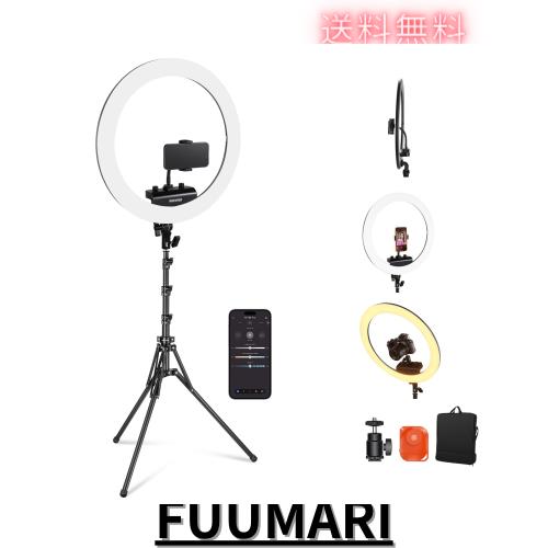 NEEWER プロな18インチリングライトとスタンドキット 女優ライト スマホホルダー付属 超薄型 ソフトな照明ライト 45W 2900K-7000K TLCI98