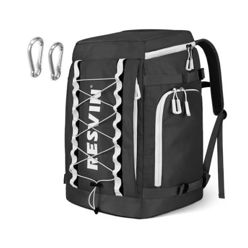 RESVIN スノーボード バックパック スキーブーツバッグ、大容量55Lスキーブーツバックパック 1680Dナイロン防水スキーバッグ、ヘルメット