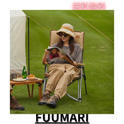 KingCamp アウトドア チェア ハイバック キャンプ 椅子 4段階調整 ふかふか脱着クッション 軽量アルミフレーム 竹製手すり 耐荷重120kg